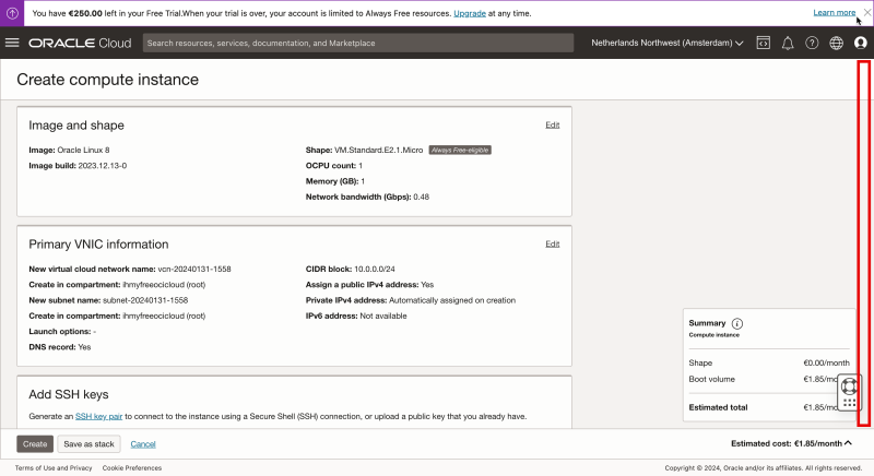 Create your first free (Linux) Compute instance using OCI (with your free OCI account) - Iwan
